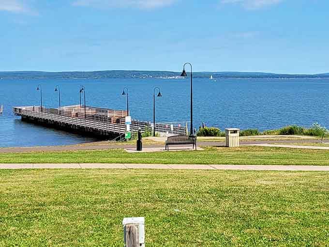 Bayview Park's pier stretches into Chequamegon Bay, inviting contemplation and possibly some excellent fishing stories.