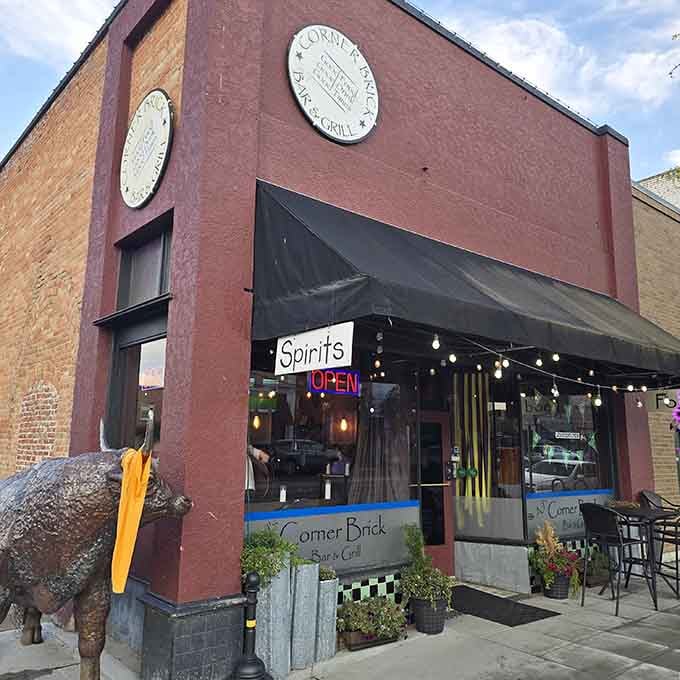 AJ's Corner Brick Bar & Grill occupies prime downtown real estate where locals gather for cold drinks and even colder beer.