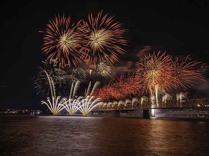 Fireworks over the Ohio River from the deck of the Belle. Some experiences simply cannot be improved upon.