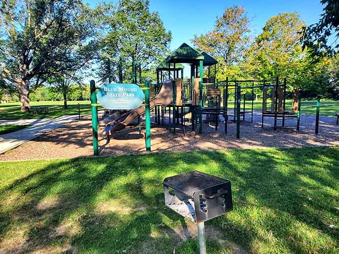 The Blue Mound State Park playground proves that the best adventures start young and never really have to stop.