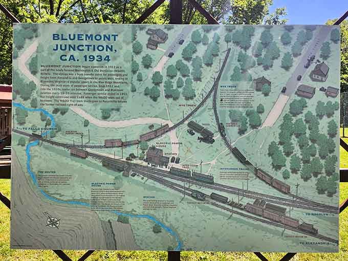 This illustrated map of Bluemont Junction circa 1934 is the kind of history lesson you actually want to read.