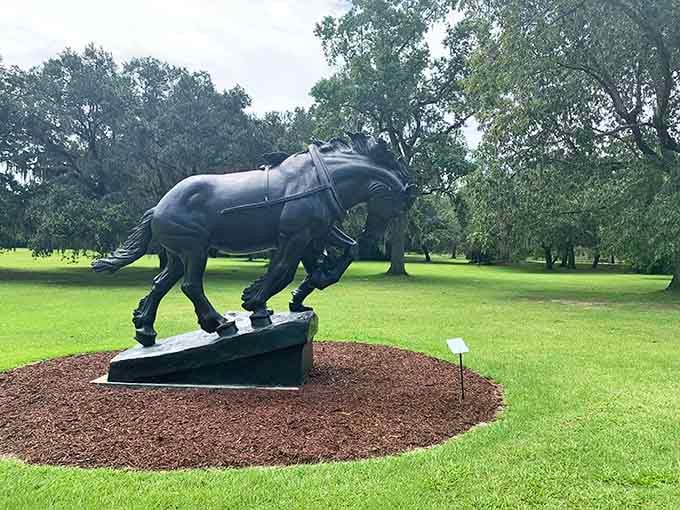 This workhorse sculpture honors the unsung heroes of agriculture with touching dignity and remarkable artistic detail throughout.