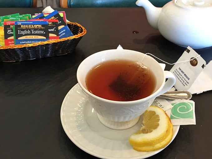 A proper cup of hot tea with lemon, served just right, because good cafes sweat the small stuff too.