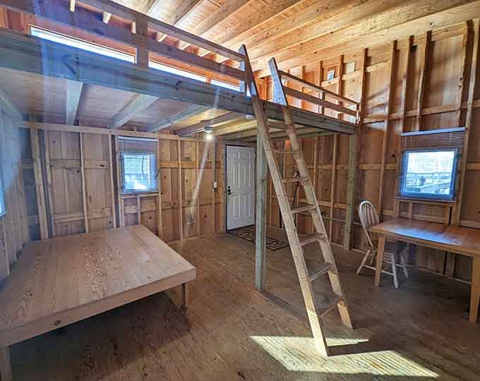 Loft sleeping spaces with actual headroom: proof that treehouses have evolved since your backyard construction days.