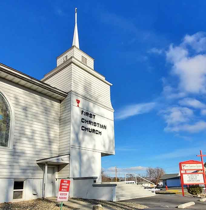 Classic white steeples dot the landscape, anchoring communities that still gather for more than just WiFi passwords.