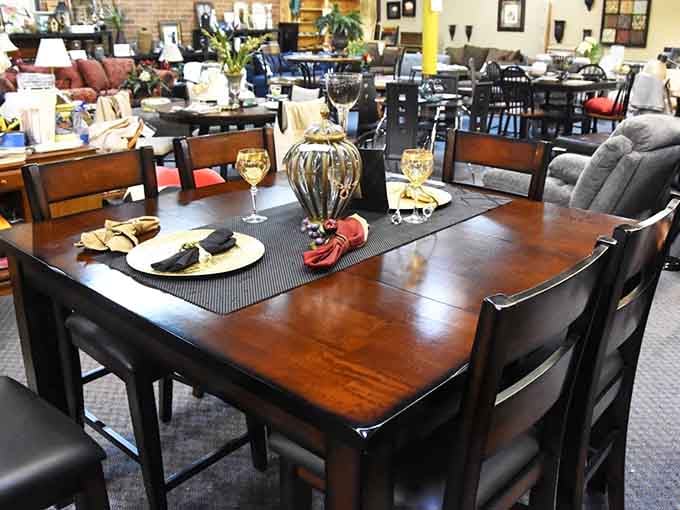 A dining set so polished and inviting, you'd almost forget you're standing in a flea market right now.