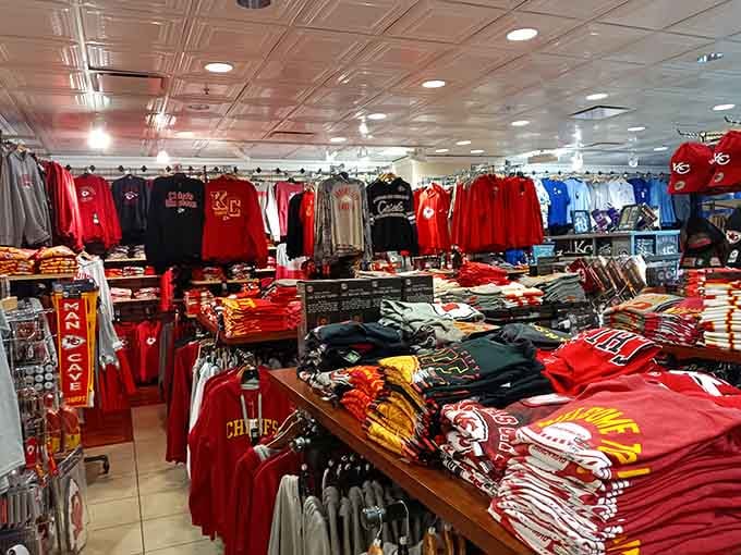 Wall-to-wall Chiefs red and Royals blue, this is Kansas City pride folded neatly and stacked with enthusiasm.