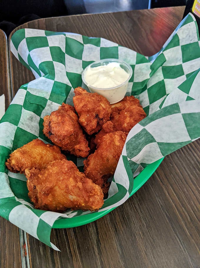 Golden, crispy, and served with a cool dipping sauce. These wings look like they graduated top of their class.