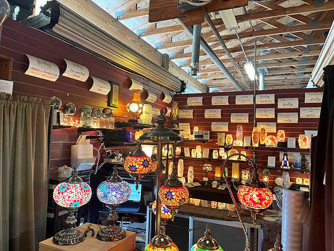 Hand-crafted Turkish mosaic lamps glowing like tiny stained-glass sunsets. Your living room has never looked this good.
