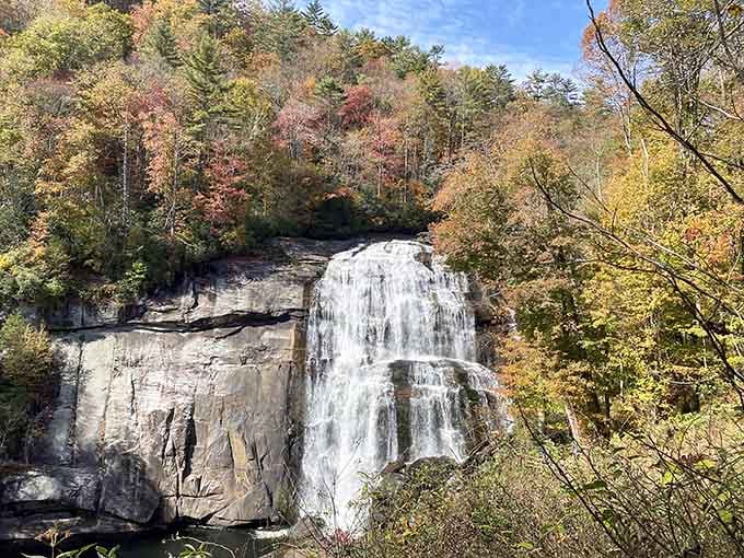 Rainbow Falls in autumn is what happens when nature decides to show off and absolutely succeeds.