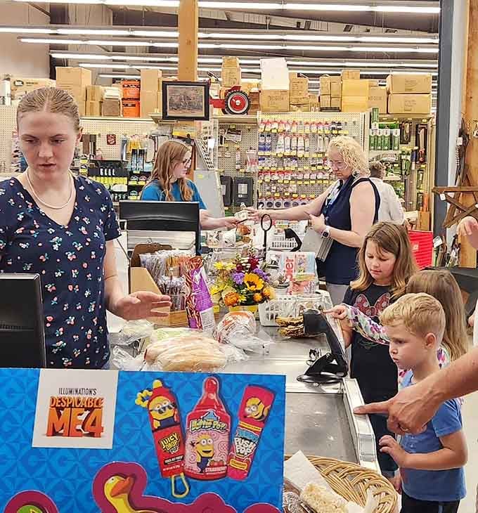 The checkout counter where dreams are rung up and bags are filled with tomorrow's breakfast, lunch, and regret-free snacking.