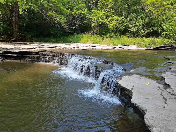 A quiet waterfall tucked inside the park, reminding you that Ohio has been hiding some seriously beautiful secrets.