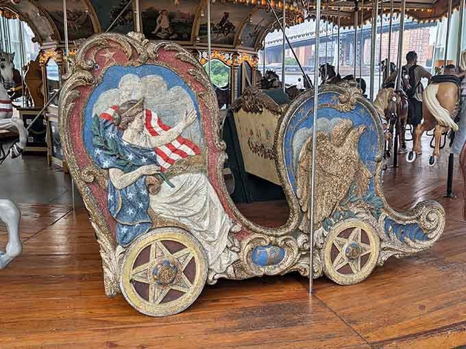 This patriotic chariot is so beautifully carved, you'd feel guilty actually sitting in it. Almost.