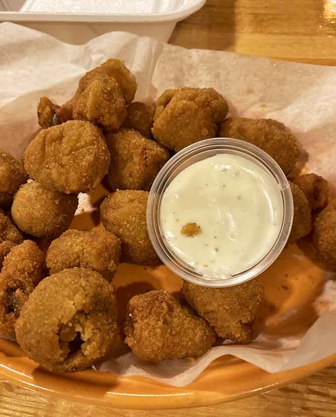 Fried mushrooms with ranch dip prove that vegetables can absolutely be the life of the party too.