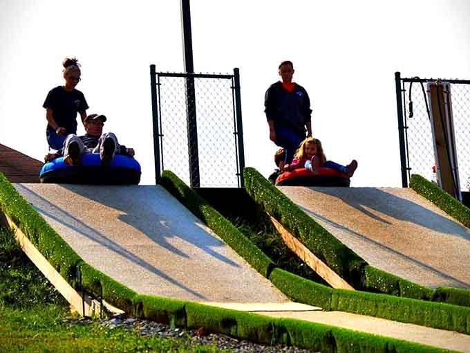 Riders lined up at the top, tubes ready, gravity waiting patiently to do its very best work.
