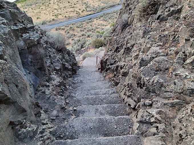 These carved steps make the climb slightly less terrifying, though your calves will still have strong opinions tomorrow.