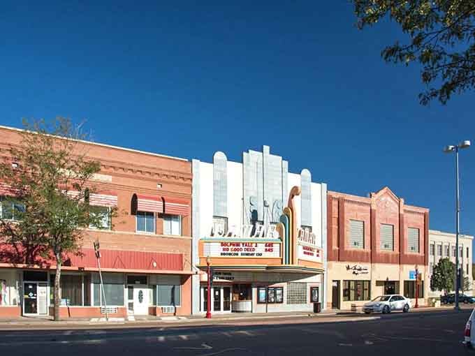 The LaMar Theatre's Art Deco marquee is the kind of landmark that makes you stop mid-stride.
