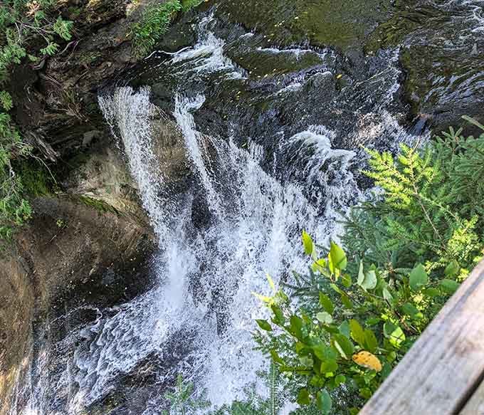 Looking straight down at the rushing water below reminds you that gravity is both thrilling and humbling.