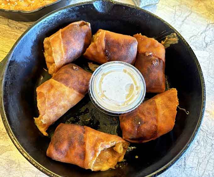 Chili mac spring rolls prove that fusion cuisine can happen anywhere, even in a Connecticut strip mall.