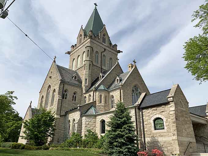St. Vincent Martyr Catholic Church rises above Madison's skyline like a postcard nobody bothered to mail yet.