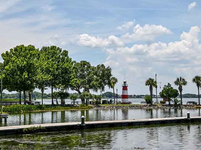 An inland lighthouse standing quietly beside sparkling water &mdash; Mount Dora keeps delivering moments that genuinely stop you in your tracks.
