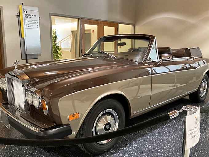 Ali's Rolls-Royce Corniche sits elegantly on display, proof that the Champ appreciated life's finer luxuries too.