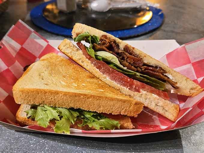 The classic BLT on toasted sourdough looks like it wandered in from a proper deli and decided to stay for good.