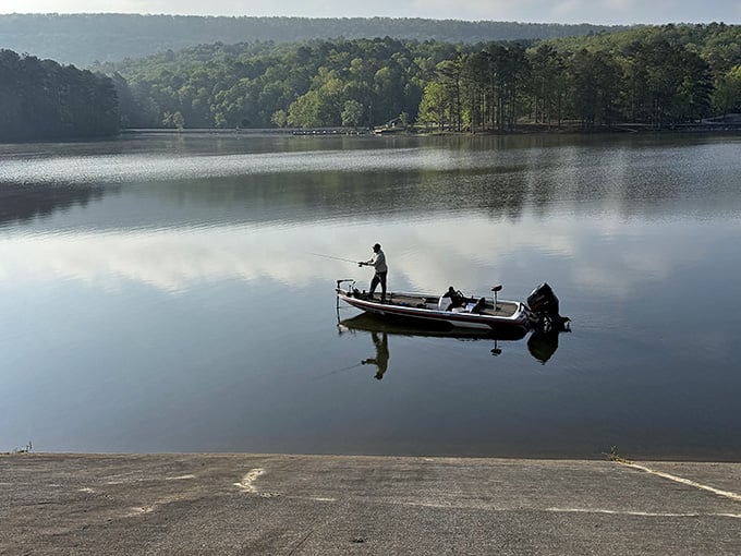 Early morning, calm water, and a fishing line in the air. Alabama doesn't get more peaceful than this.