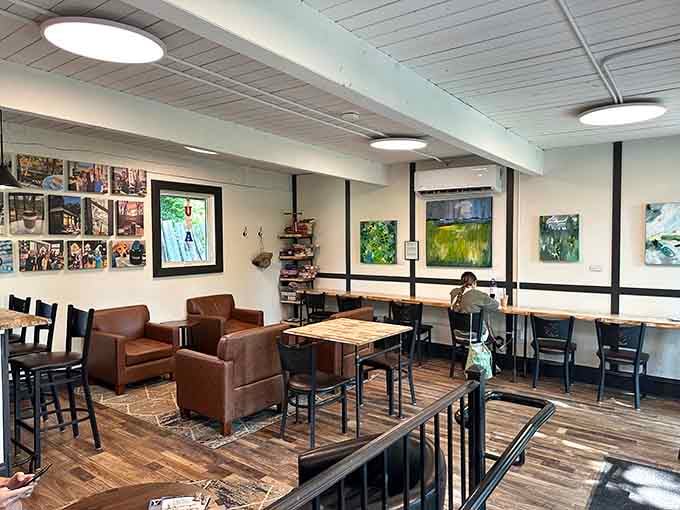 Local art on the walls, leather chairs in the corner, and zero reasons to rush anywhere.