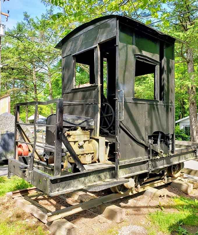 This vintage mining locomotive on display is the kind of machine that built an entire American industry.
