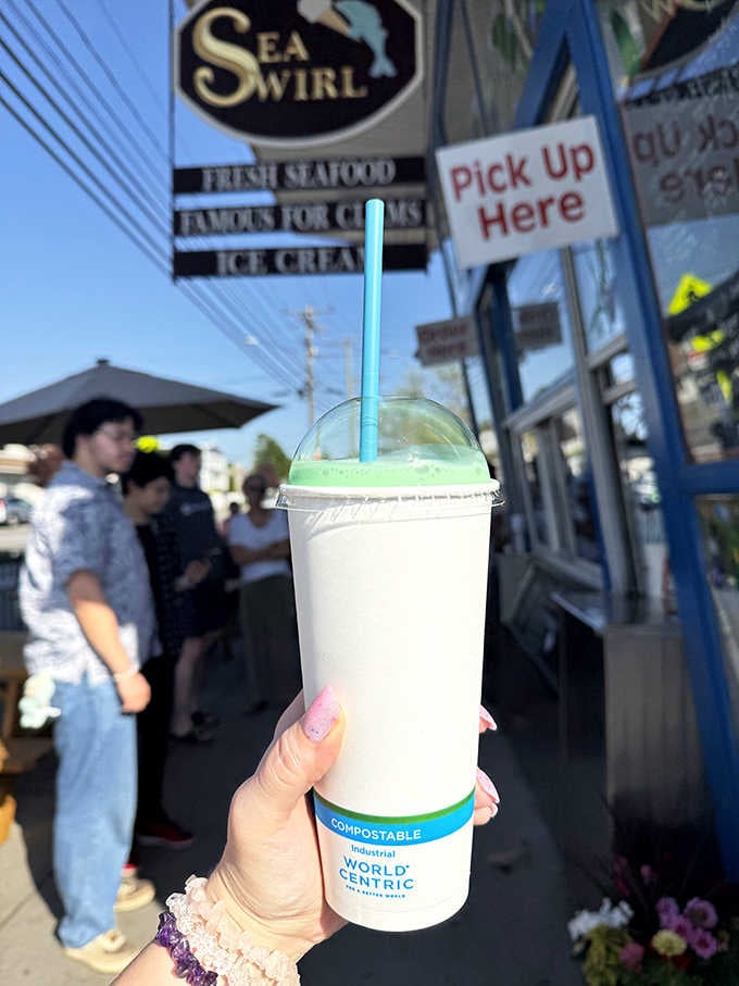 A milkshake so tall and cheerful it practically waves hello from across the parking lot.