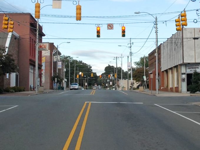 Downtown Siler City at golden hour looks exactly like the small town everyone secretly wishes they lived in.