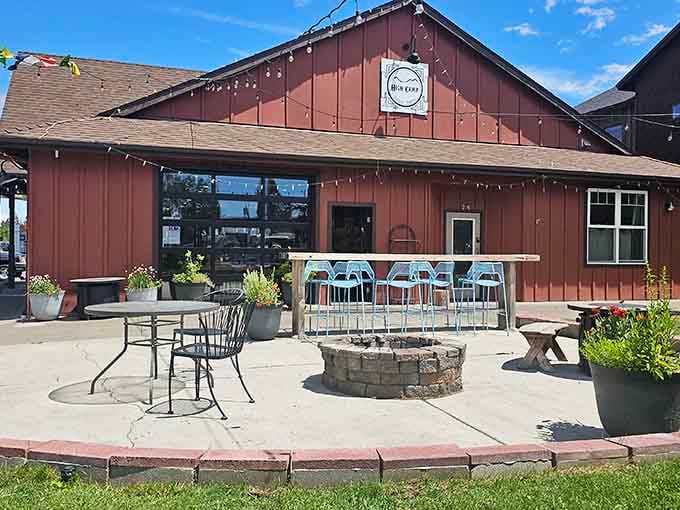 High Camp Taphouse's outdoor fire pit and string lights turn an ordinary evening into something worth telling your friends about Monday morning.