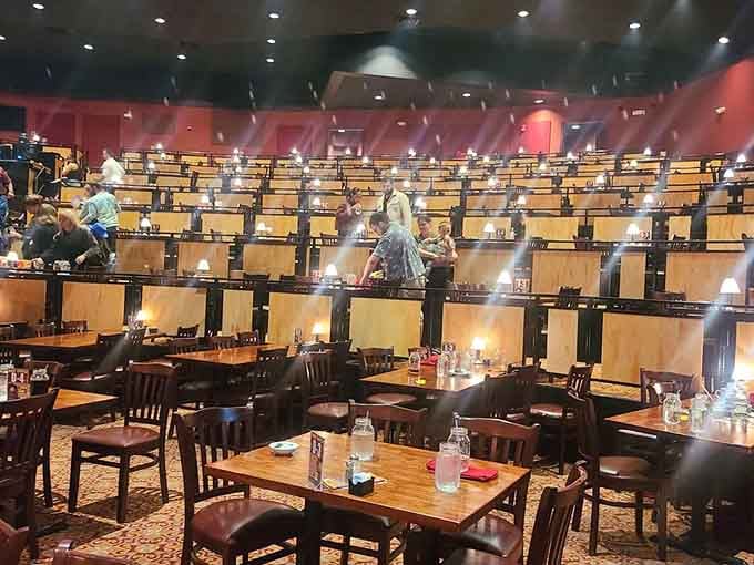 Tiered seating means every single guest gets a front-row feeling. Nobody's craning their neck here.