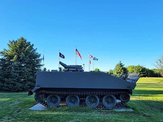 Military history meets community pride in a display that honors service without charging admission to see it.