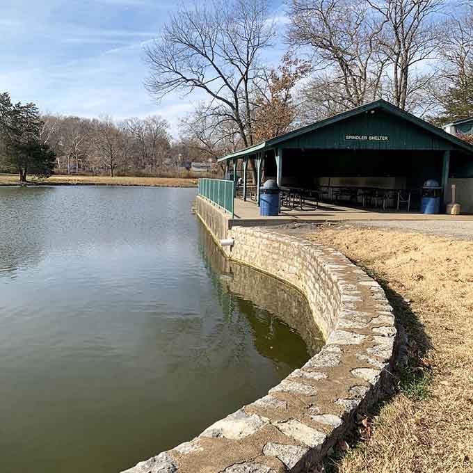 The Spindler Shelter sits right at the water's edge, ready for your next family gathering or spontaneous Tuesday picnic.