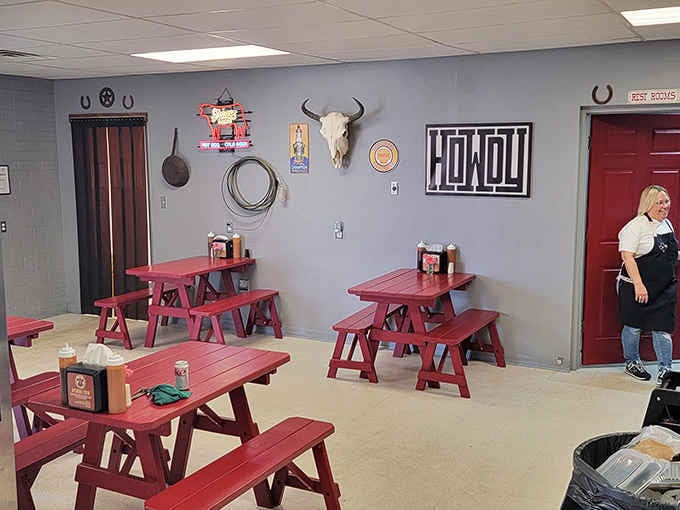 The "HOWDY" sign says it all. Warm, welcoming, and ready to feed you something genuinely memorable.