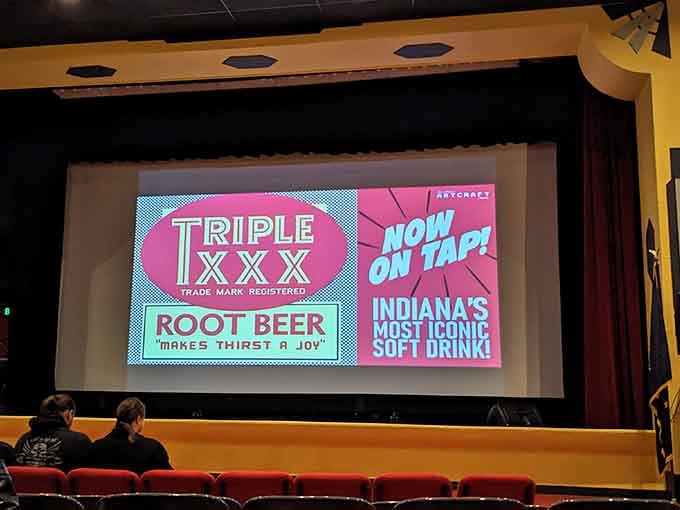 Triple XXX Root Beer on tap at a historic Indiana theater, now that's a plot twist worth celebrating.