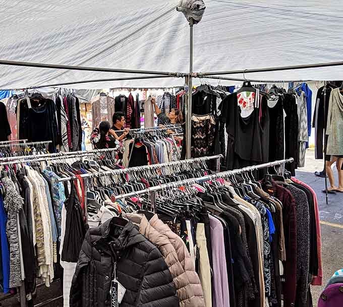 Racks of possibilities stretching endlessly, turning casual browsing into a full-contact sport for the determined shopper.