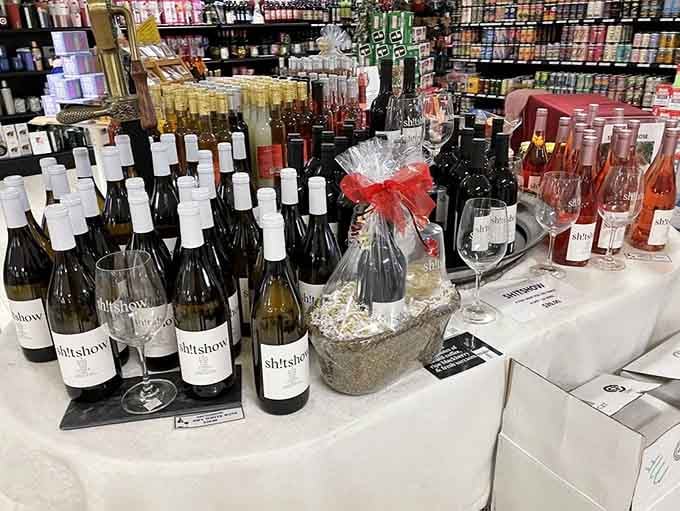 Wine displays that look this good make you wonder if you're shopping or attending a very civilized tasting event.