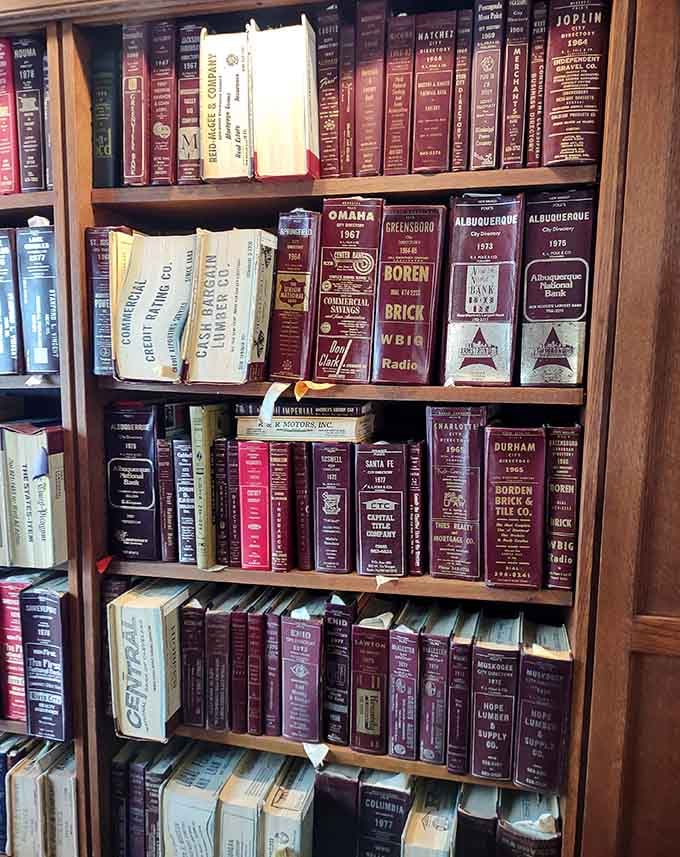 Vintage city directories line the shelves, ready to help you track down ancestors who called Texas home.