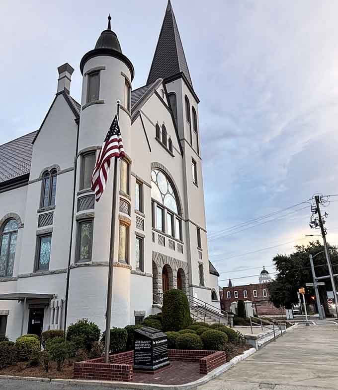 This striking church architecture adds European elegance to Valdosta's streetscape, no passport required for the view.