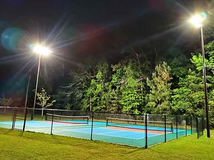 Lit up and ready for action, these pickleball courts prove that the fun at WillowTree doesn't stop when the sun does.