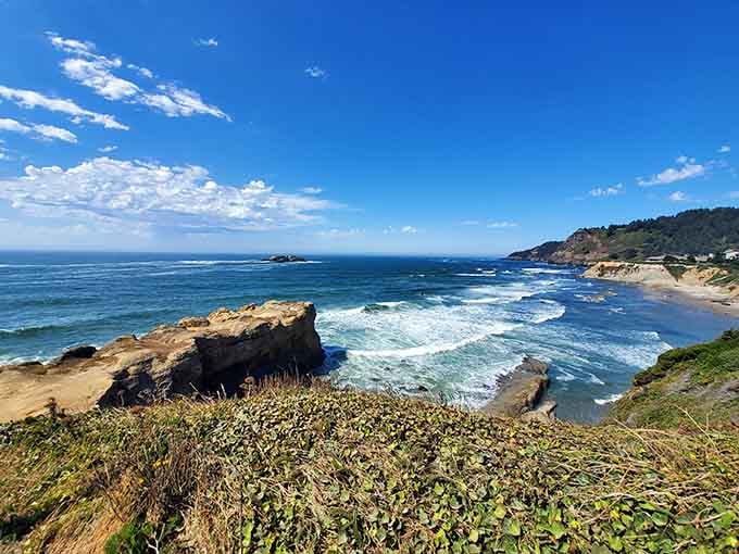 Rocky outcroppings, crashing surf, and a wide blue sky make Devils Punchbowl's headland feel like the edge of the whole world.
