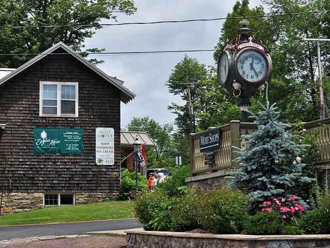 Eagles Mere's ornate town clock ticks away beside cedar-shingled shops, as if time here moves just a little slower.