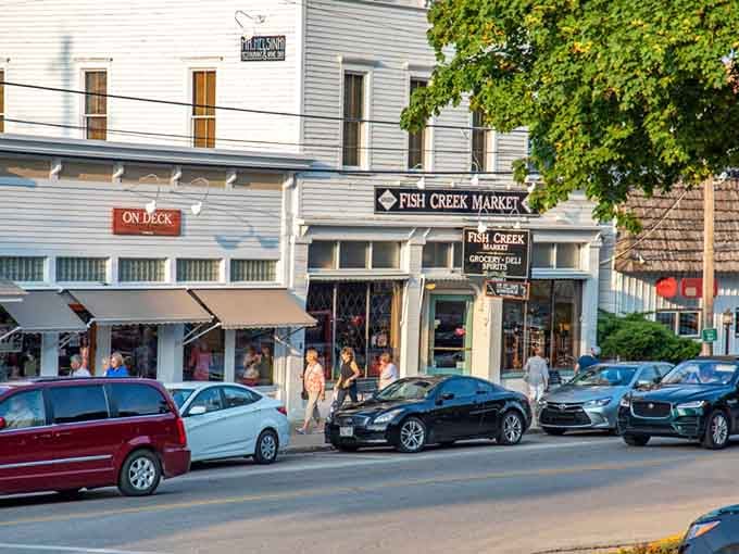 Fish Creek Market and On Deck side by side capture everything a perfect Door County evening should feel like.