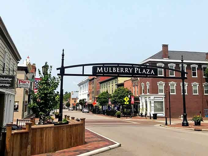 Mulberry Plaza's iron archway frames Lebanon's downtown like a welcome mat the size of a city block.