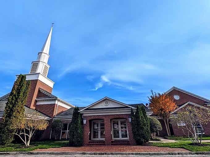 A bright white steeple reaching toward a brilliant blue sky, this Mauldin church anchors the community with quiet, steady grace.