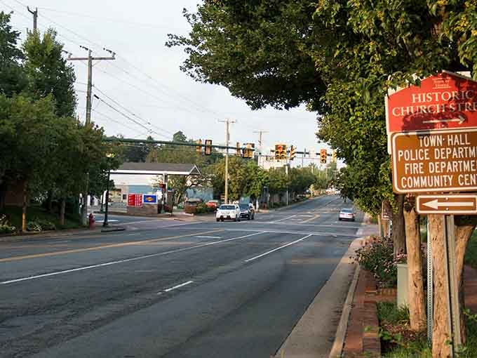 Drive down this peaceful town road where handy directional signs guide you toward the local hall and lively community center.