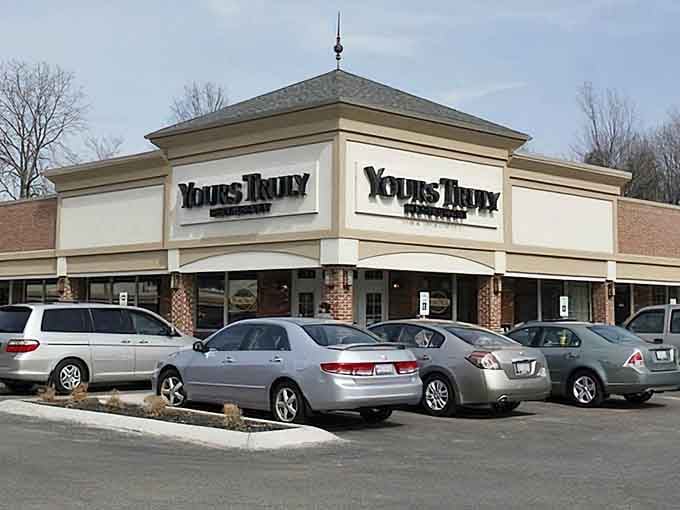 Yours Truly Restaurant's bold signage and full parking lot send one clear message: good food has loyal fans everywhere.